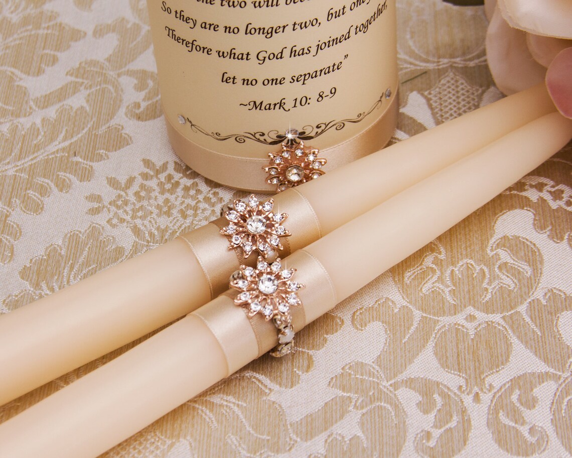 Rose Gold Unity Candle Set Champagne Unity Candle Set | Etsy