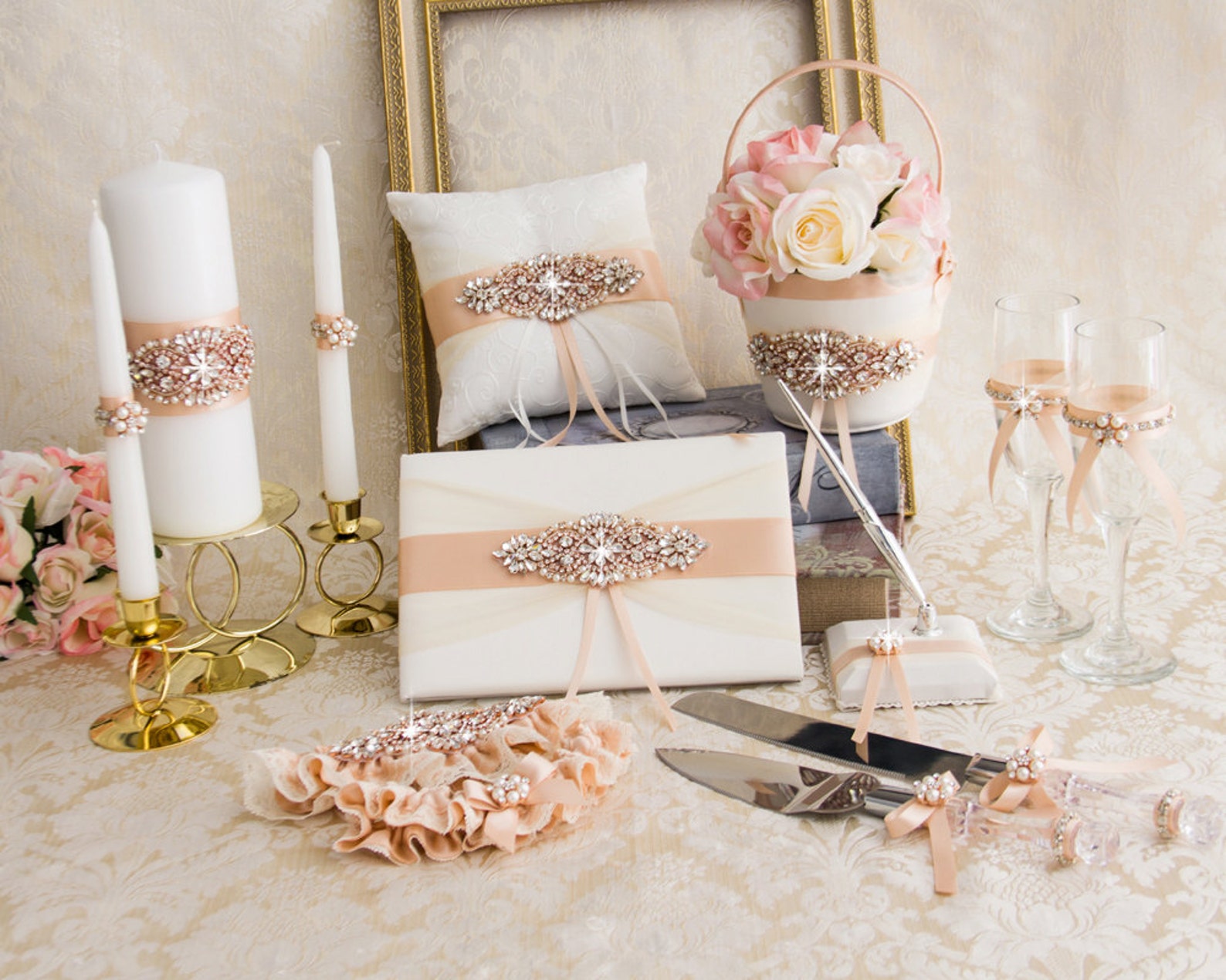 Rose Gold Unity Candle Set Rose Gold Wedding Candle Unity | Etsy