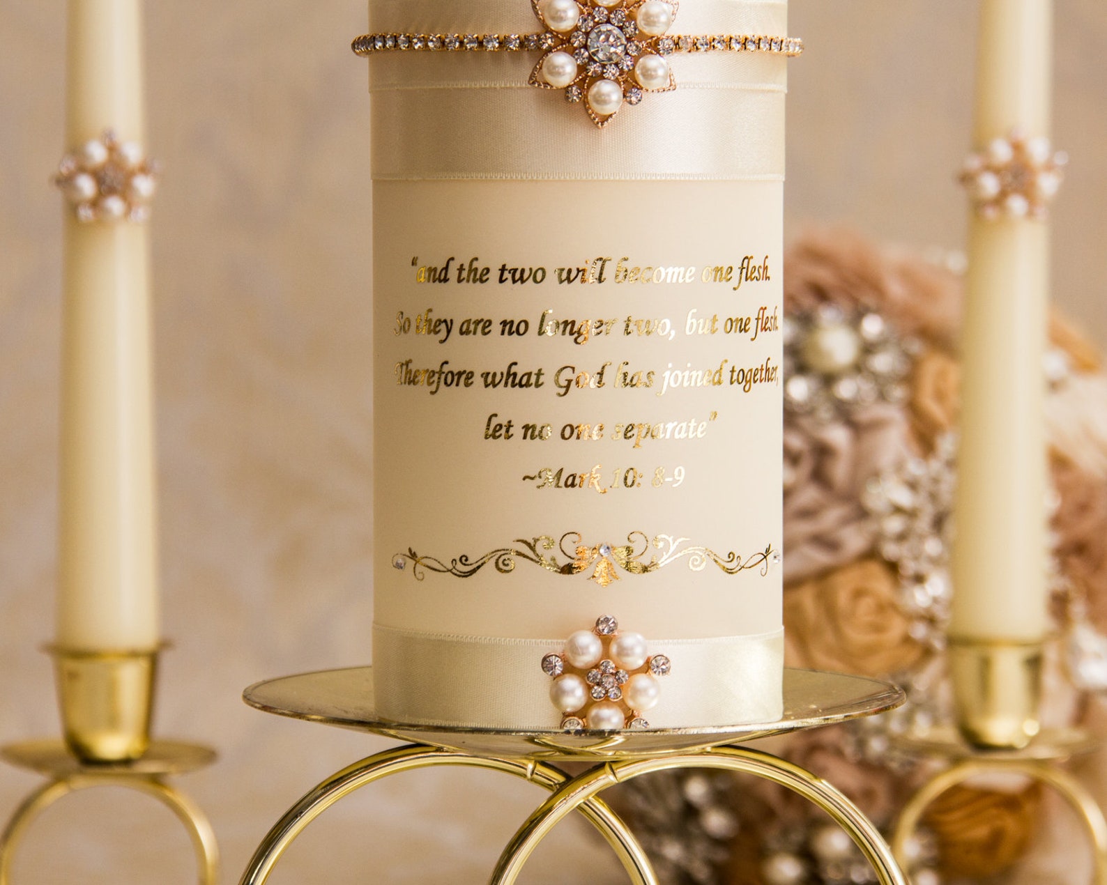 Rose Gold Personalized Wedding Unity Candle Set, Gold Unity Candles ...