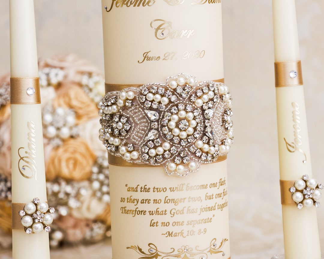 Pearl Wedding Unity Candle Set, Champagne Wedding Unity Candles ...