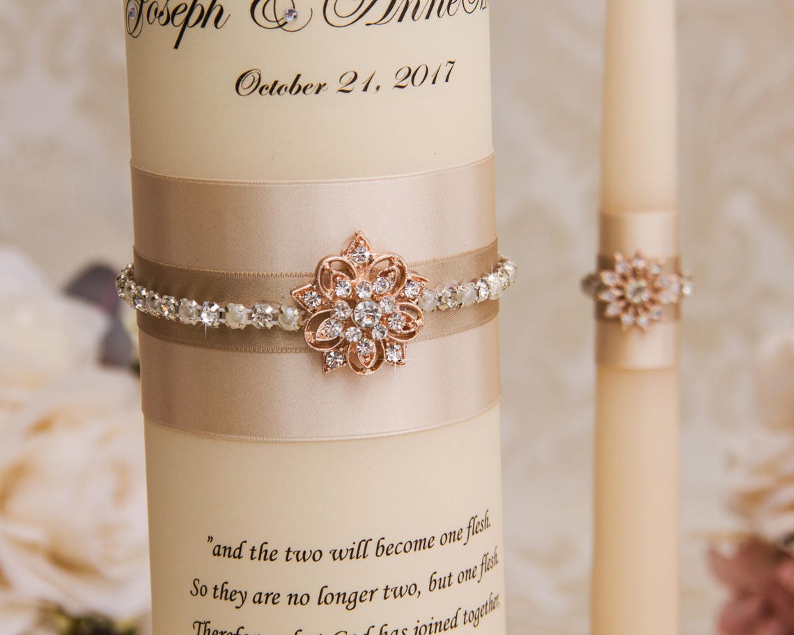 Rose Gold Unity Candle Set Champagne Unity Candle Set | Etsy