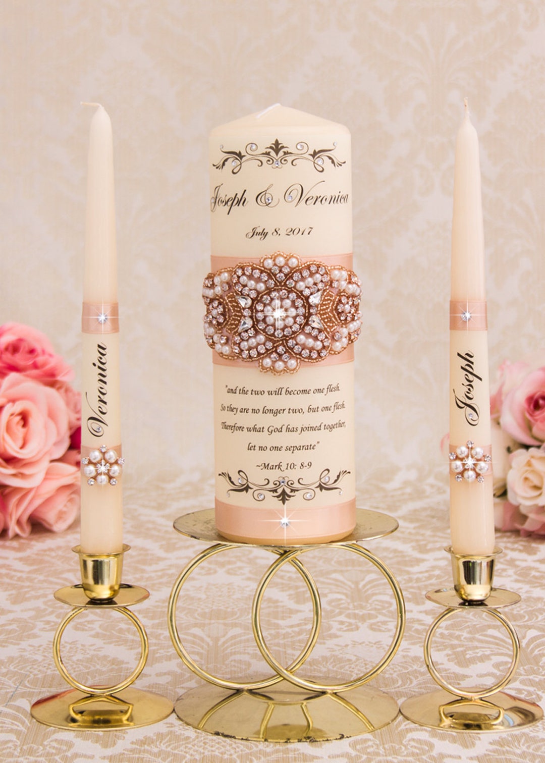Unity Candle Set, Wedding Unity Candle Set Personalized Unity Candles ...