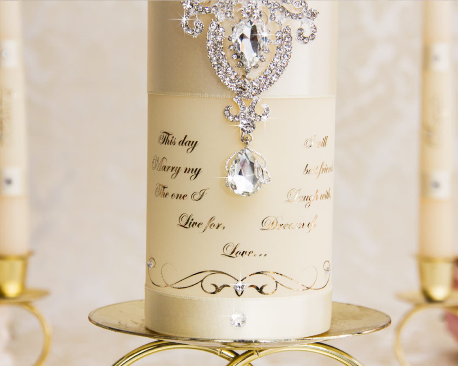 Personalized Unity Candle Set Ivory Wedding Unity Candle Set | Etsy