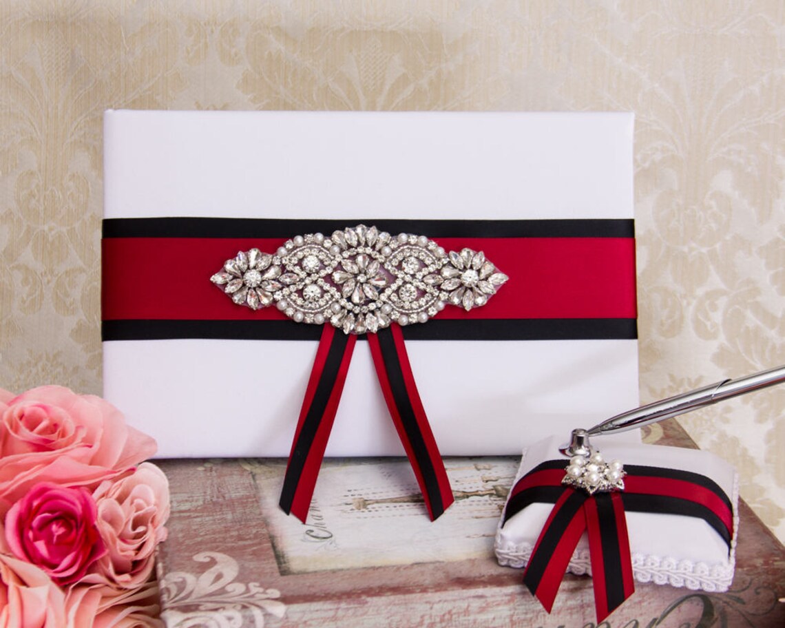 Red and Black Wedding Accessories Set Wedding Ring Bearer | Etsy