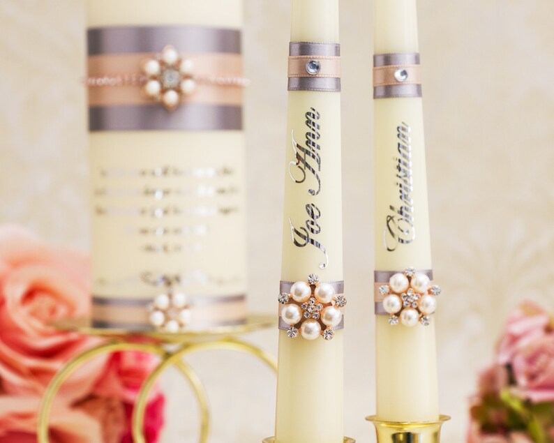 Silver Wedding Unity Candle Set Personalized Unity Candles | Etsy