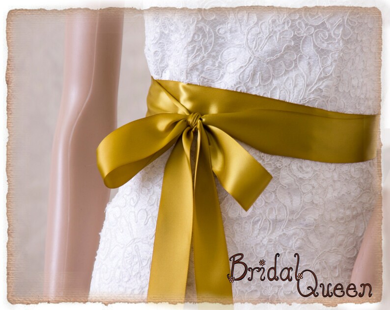 ANTIQUE GOLD Bridal Sash Wedding Dress Sash Satin Ribbon - Etsy