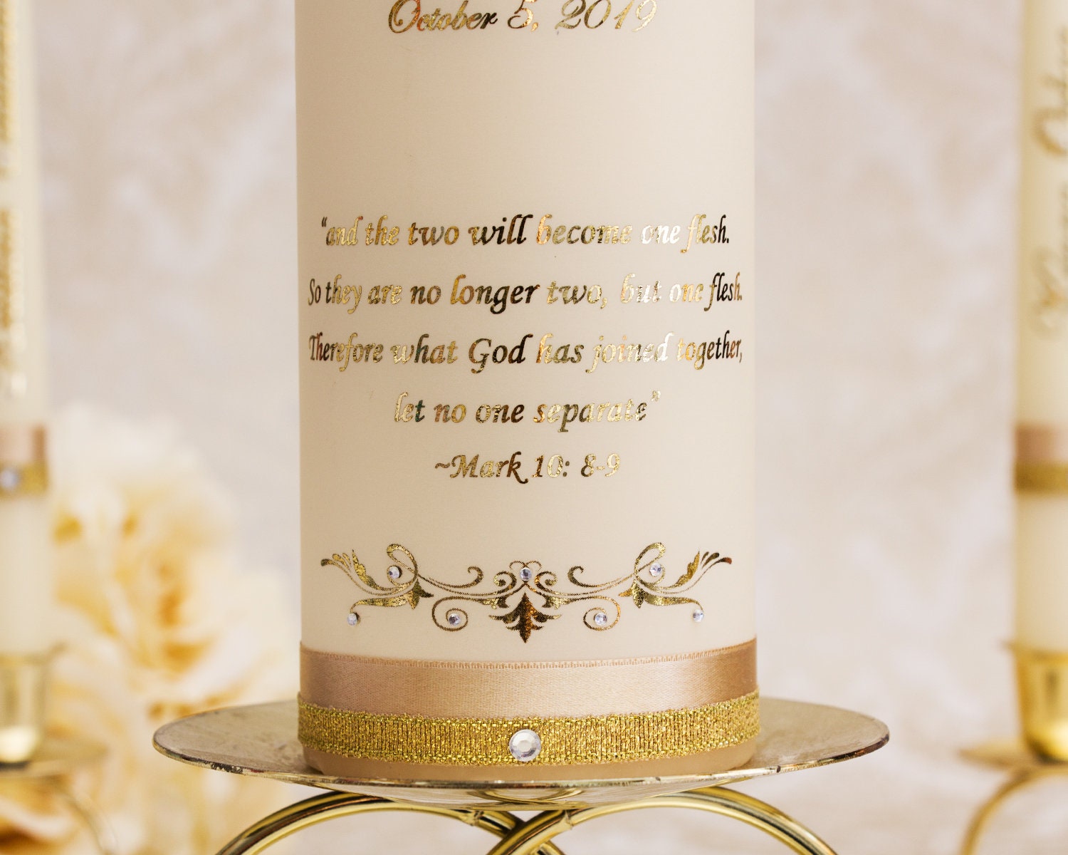 Personalized Wedding Unity Candle Set Gold Foil Wedding | Etsy