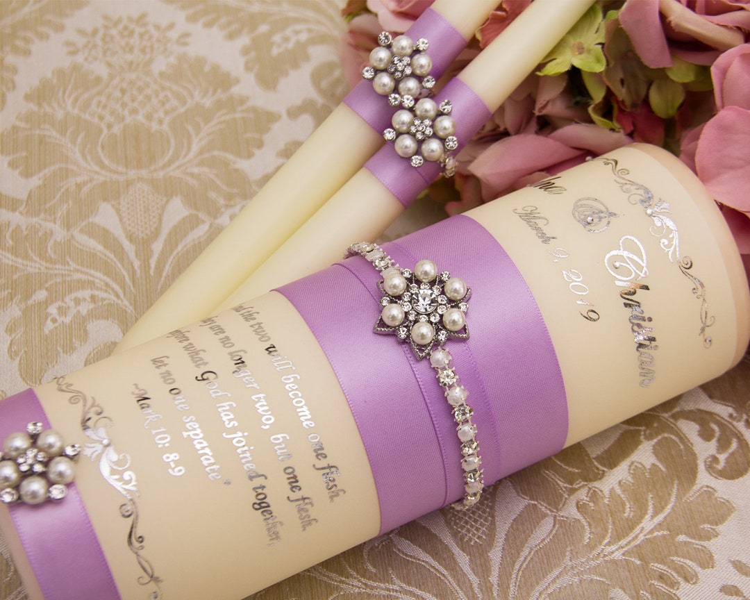 Lilac Unity Candle Set, Orchid Wedding Unity Candles, Purple Wedding ...