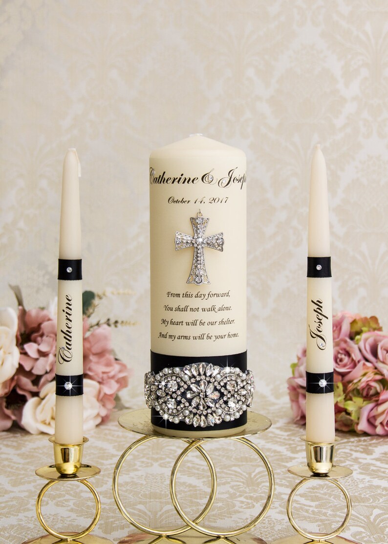 Personalized Unity Candle Set Wedding Unity Candles Black | Etsy
