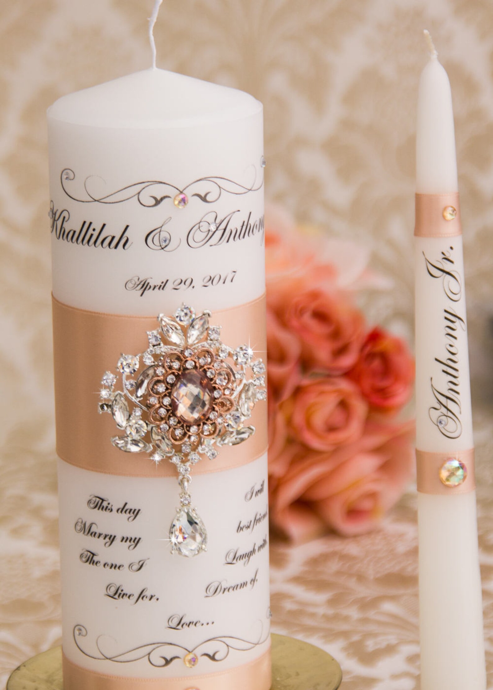 Rose Gold Wedding Unity Candle Set Rose Gold Unity Candle - Etsy