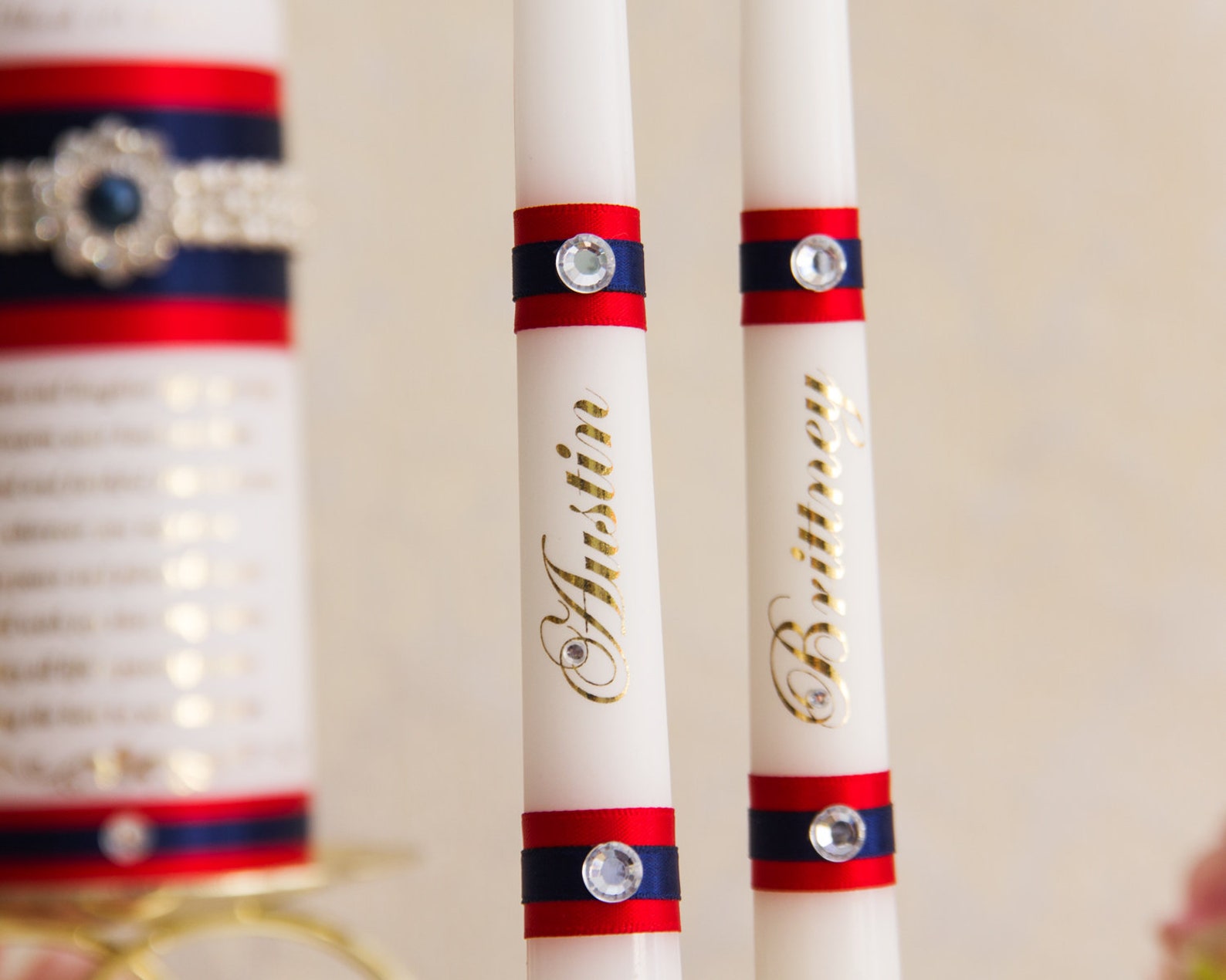 Unity Candle Set Navy and Red Cross Candle Set Military - Etsy