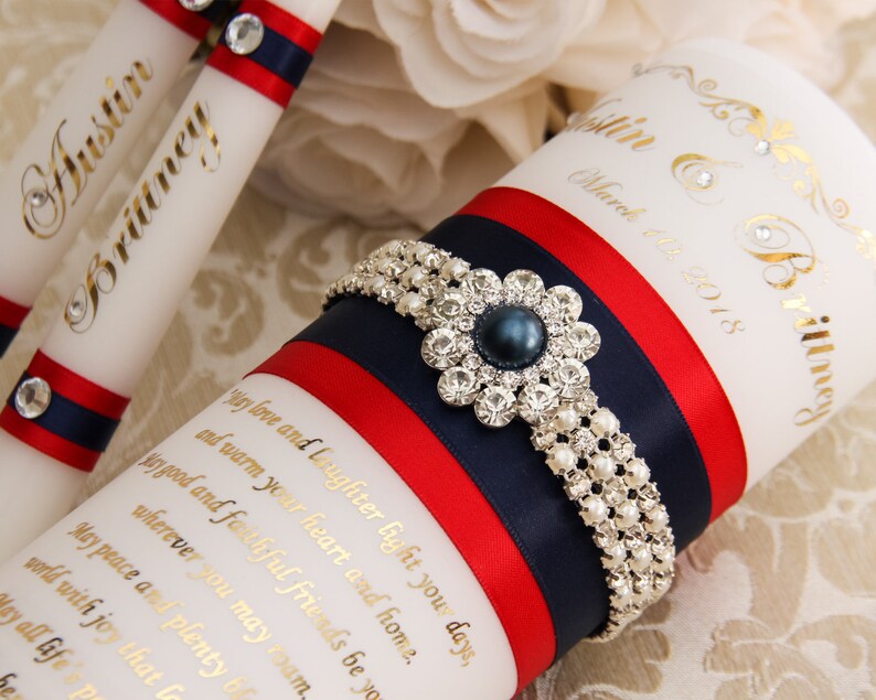 Unity Candle Set Navy and Red Cross Candle Set Military - Etsy