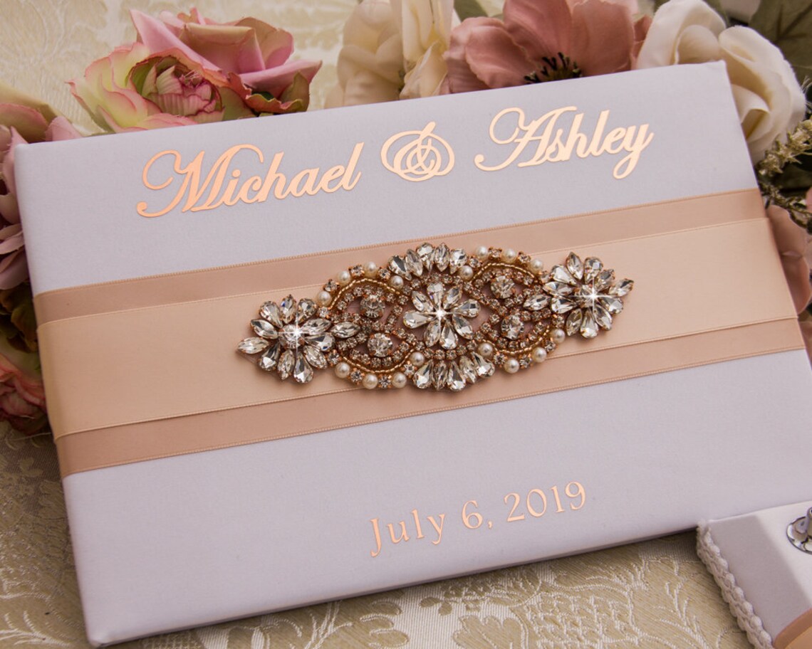 Rose Gold Wedding Guest Book Personalized Wedding Guest Book | Etsy