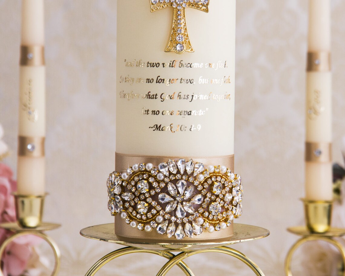 Gold Unity Candle Set Cross Wedding Unity Candles Gold Wedding | Etsy