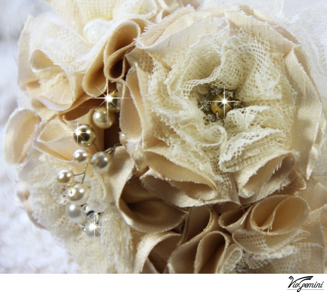 Champagne Bridal Brooch Bouquet, Caramel Bridal Bouquet, Wedding ...