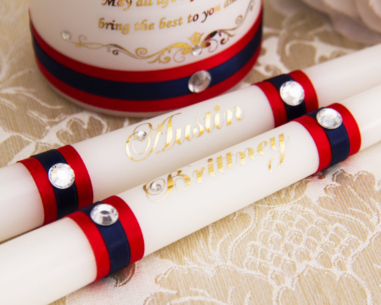 Unity Candle Set Navy and Red Cross Candle Set Military - Etsy