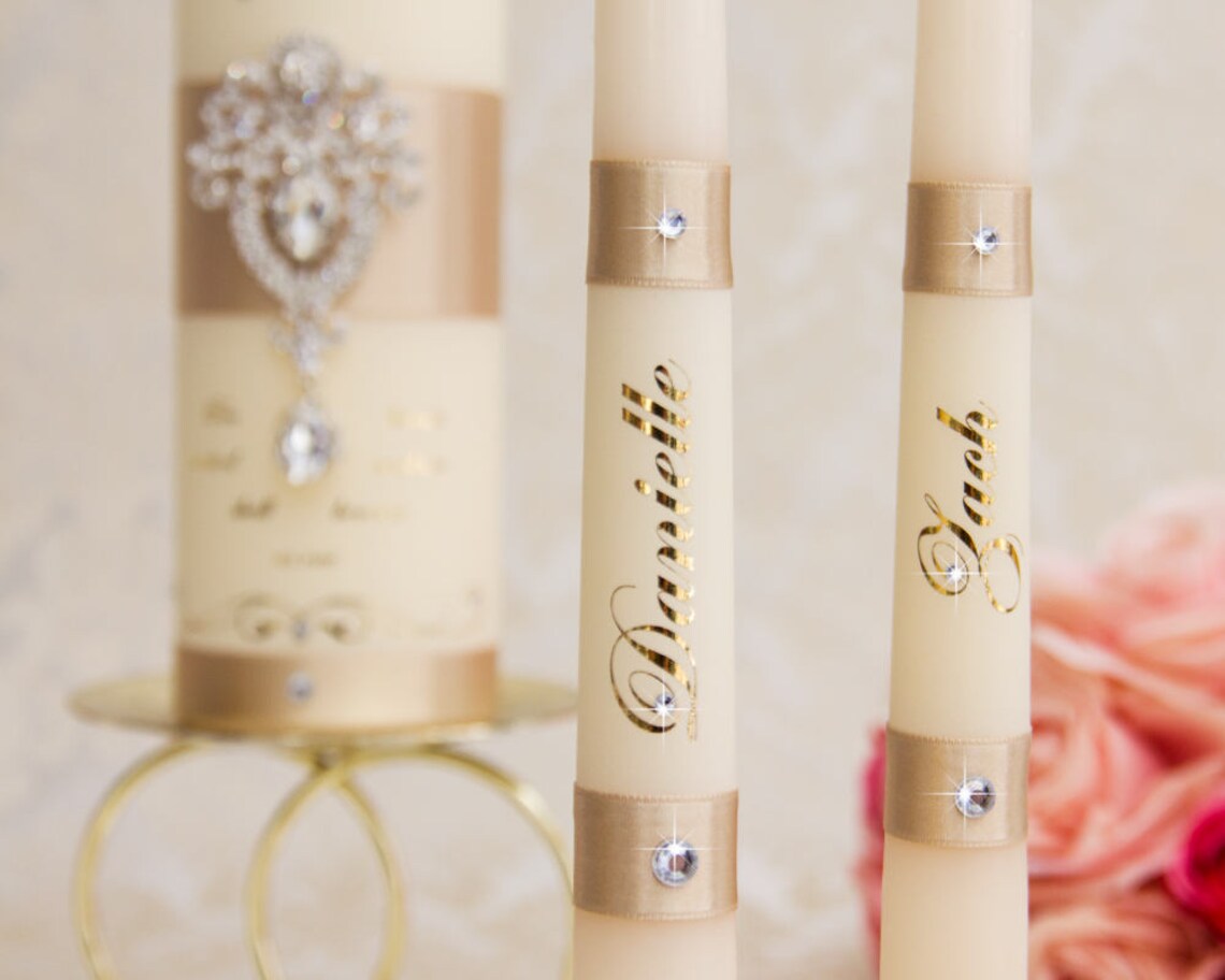 Gold Wedding Unity Candles Gold Wedding Candles Champagne | Etsy