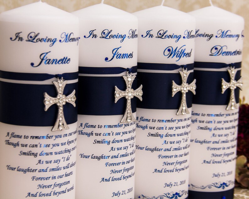 Personalized Memorial Candle Navy Blue Memorial Candles | Etsy