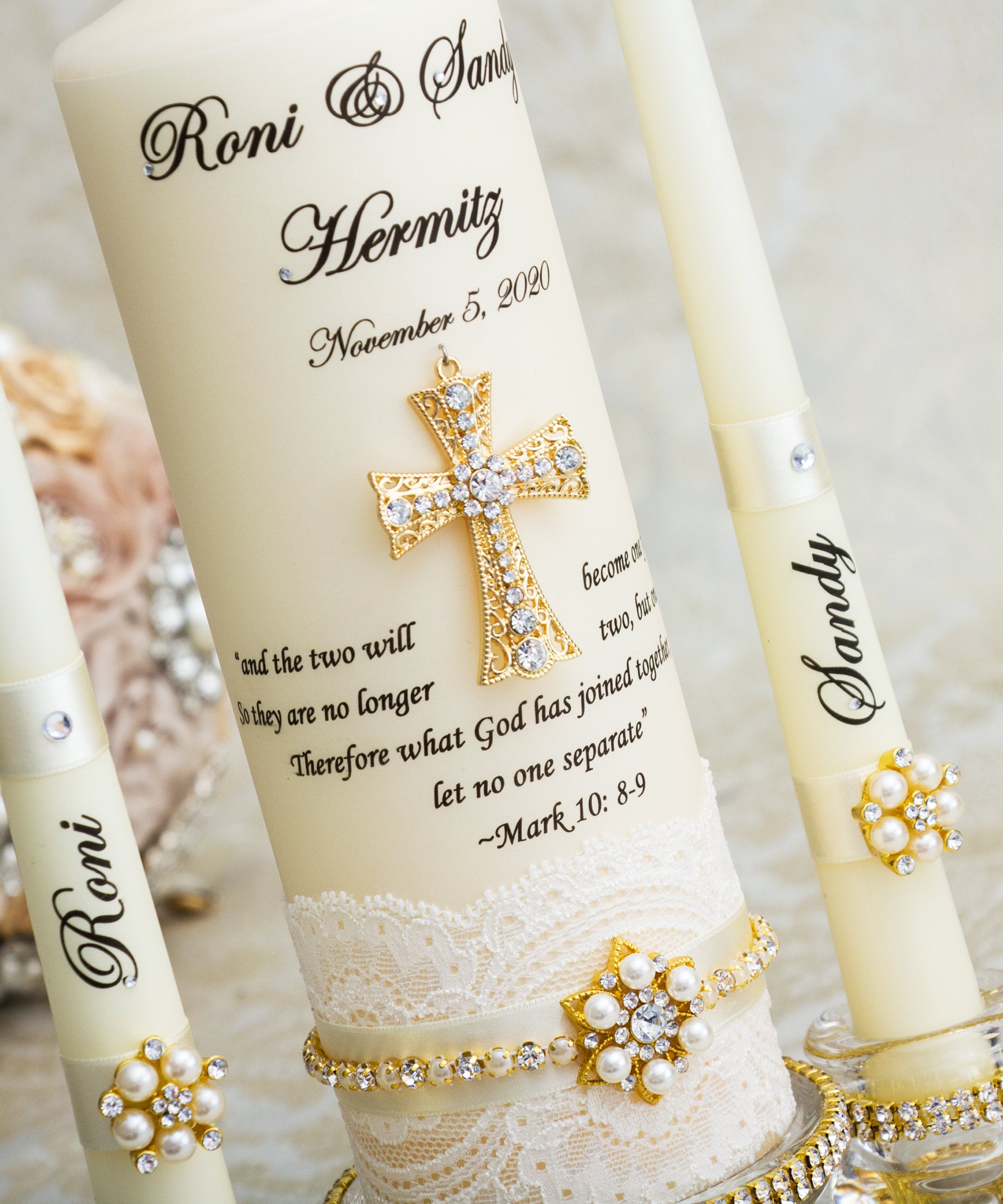 Gold Unity Candle Set Lace Wedding Unity Candles Gold Unity | Etsy