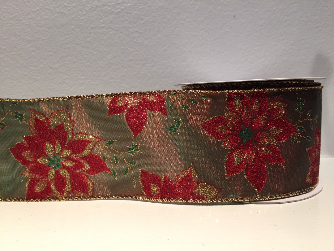 Poinsettia Ribbon 2.5in Extra-wide Ribbon Wire-edge 1 Yard - Etsy