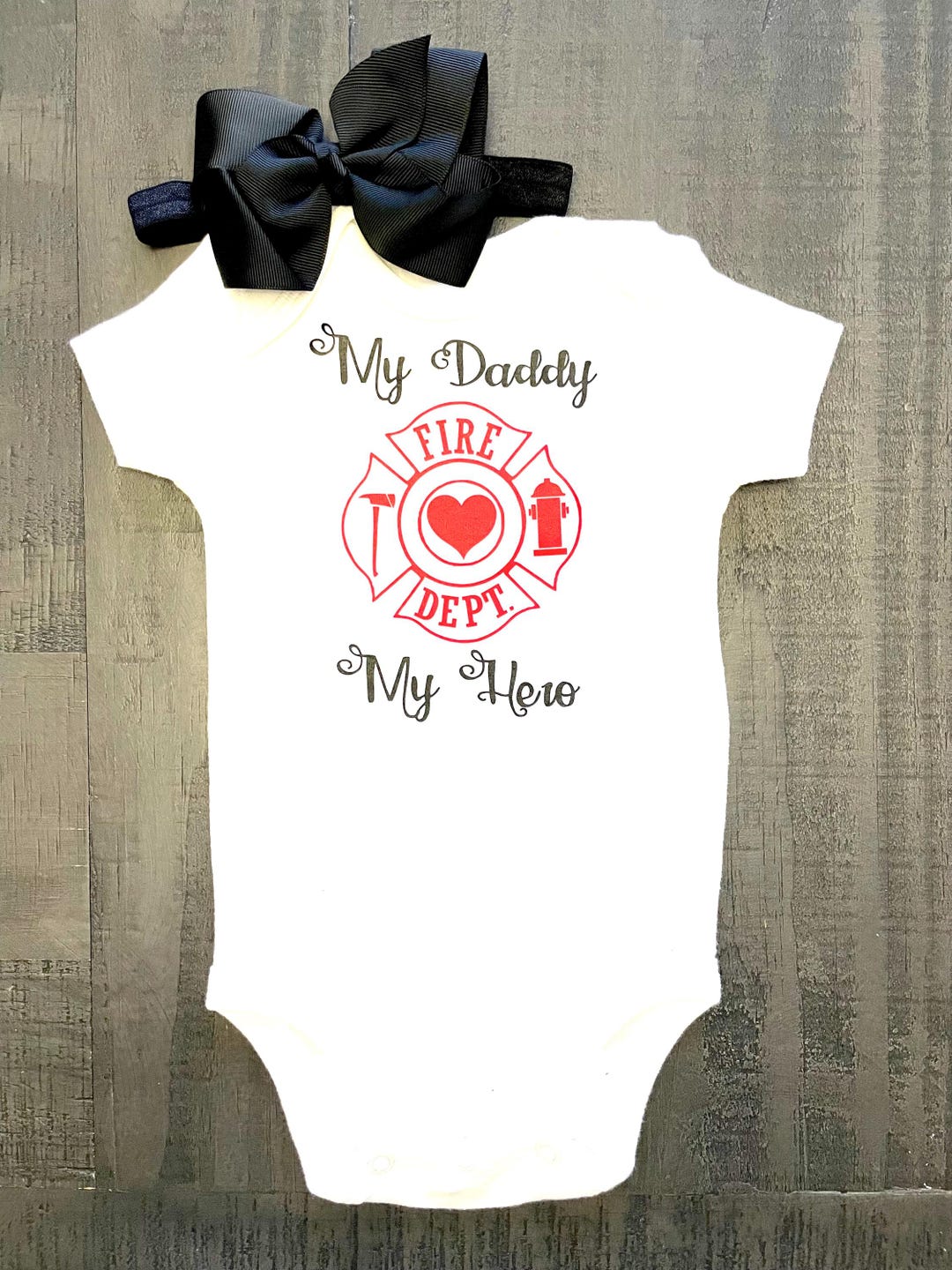 Baby Girl Firefighter Outfit, Baby Girl Daddy is My Hero Outfit, Daddy ...