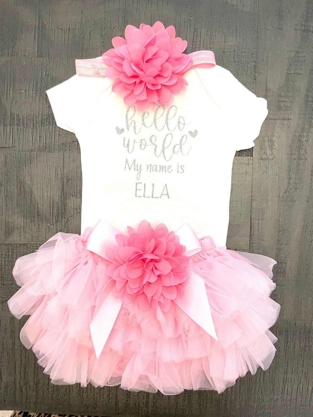 Baby Girl Hello World Outfit, Baby Girl Personalized Outfit, Girl ...