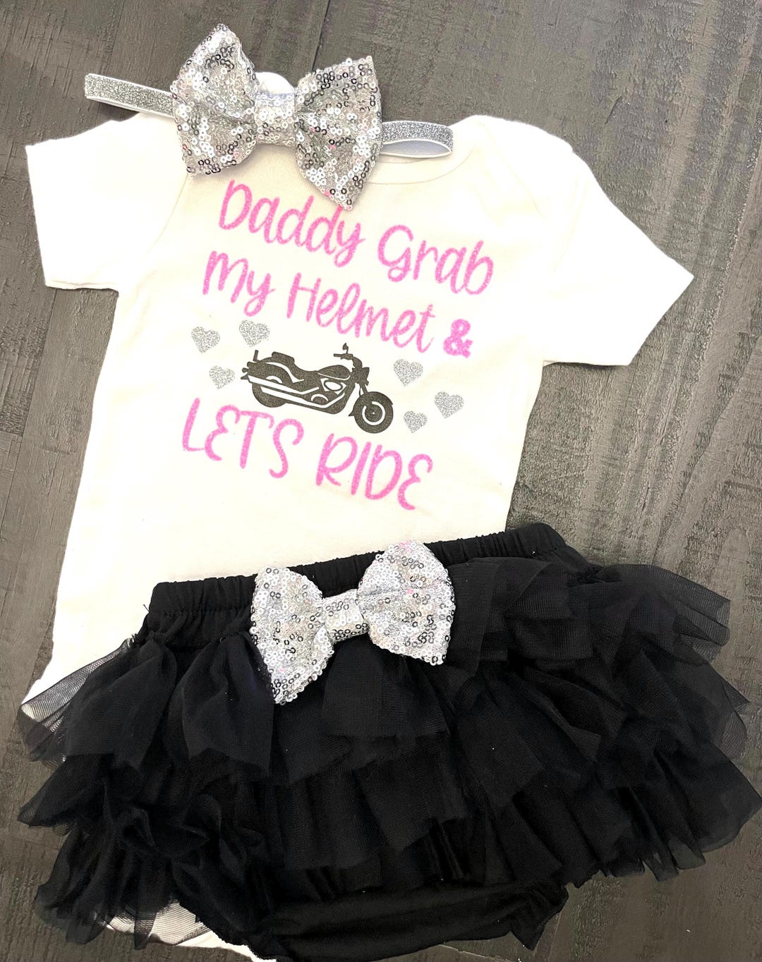 Baby Girl Biker Outfit, Baby Girl Motorcycle Outfit, Biker Baby Outfit ...