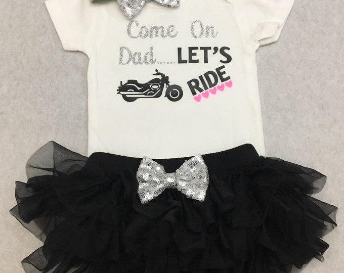 Baby Girl Biker Outfit, Baby Girl Motorcycle Outfit, Daddys Biker Babe ...