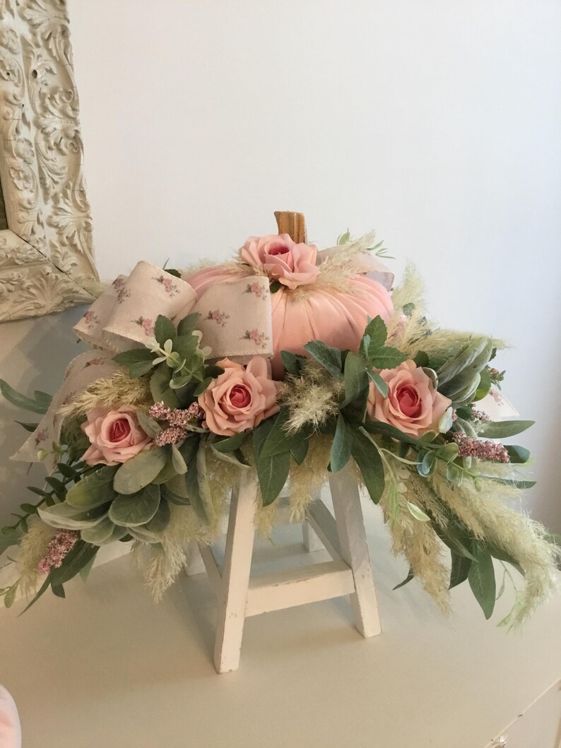 Fall Floral Pumpkin Arrangement Pink Velvet Pumpkins - Etsy