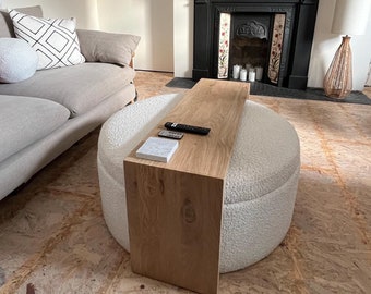 Ottoman Coffee Table on Wheels, Walnut Custom Ottoman Tray, Solid Wood ...