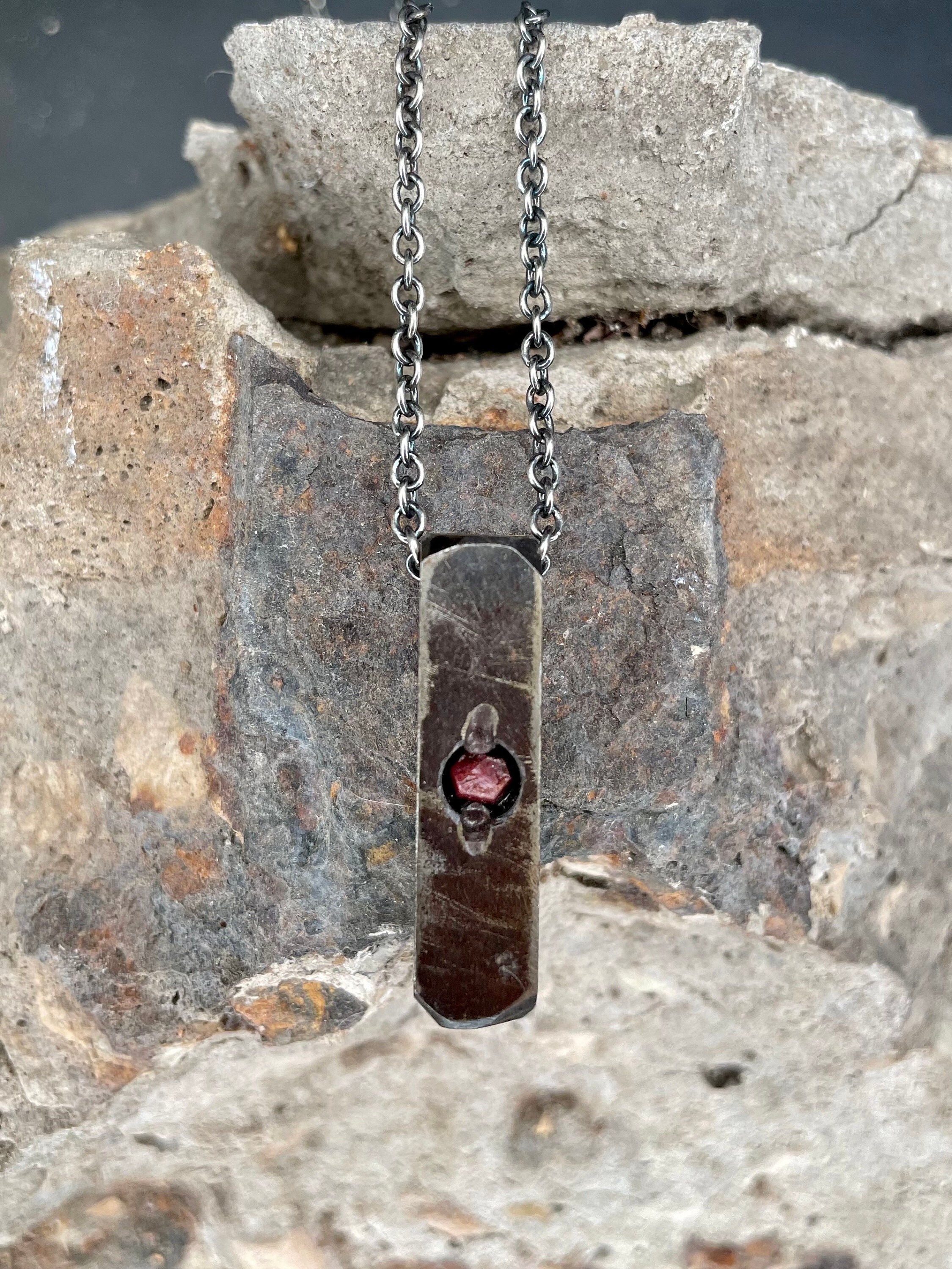 Men's Necklace Men Bar Necklace Men's Ruby Necklace - Etsy