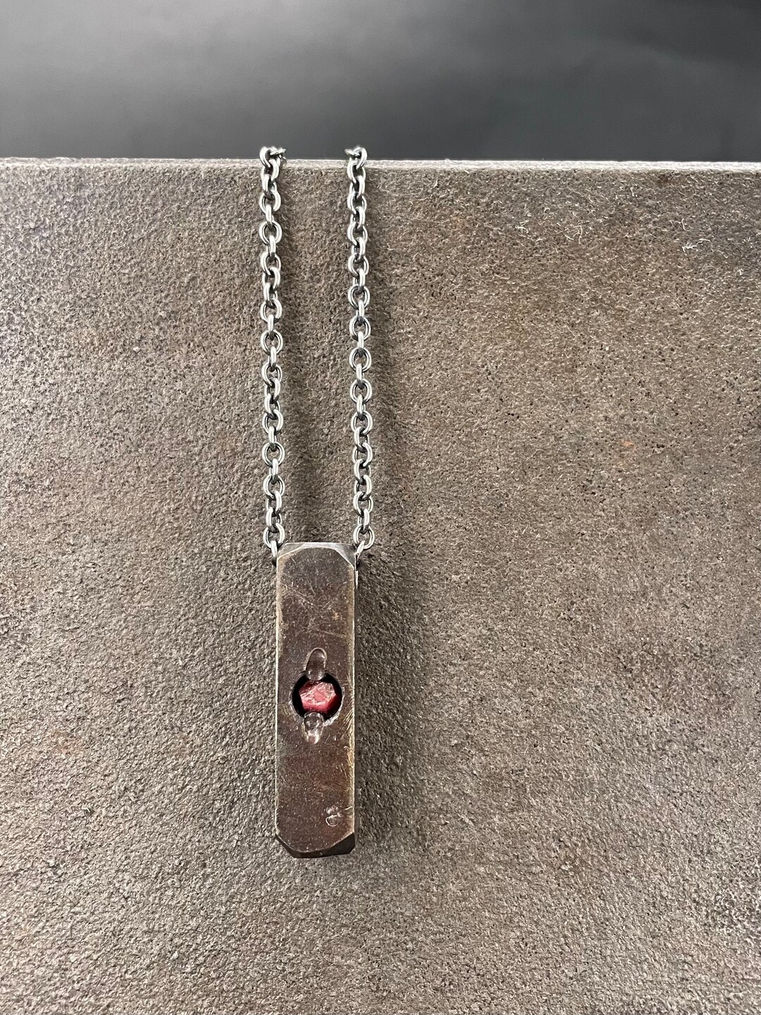 Men's Necklace, Men Bar Necklace, Men's Ruby Necklace, Raw Ruby ...