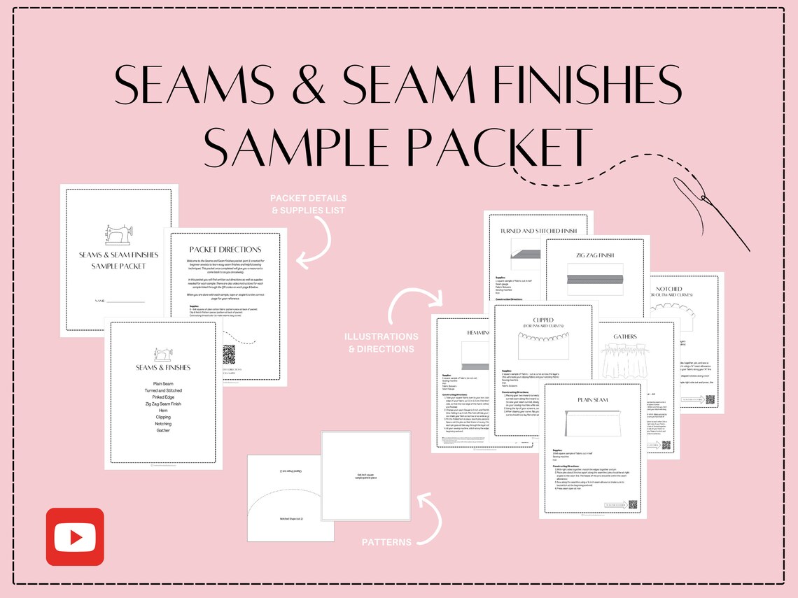 Sewing Packet (printable): Seams & Seam Finishes Sample Packet | # ...