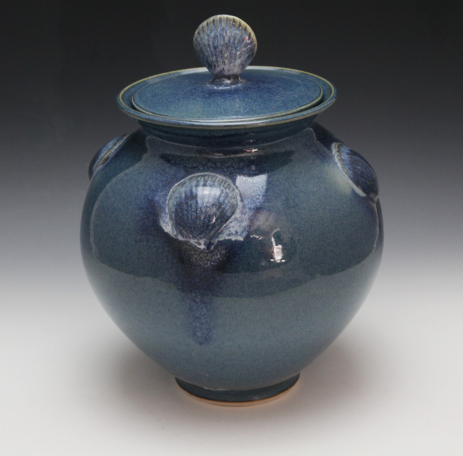 Pottery Jar/container. Featuring a Seashell Motif. Wheel Thrown Hand ...