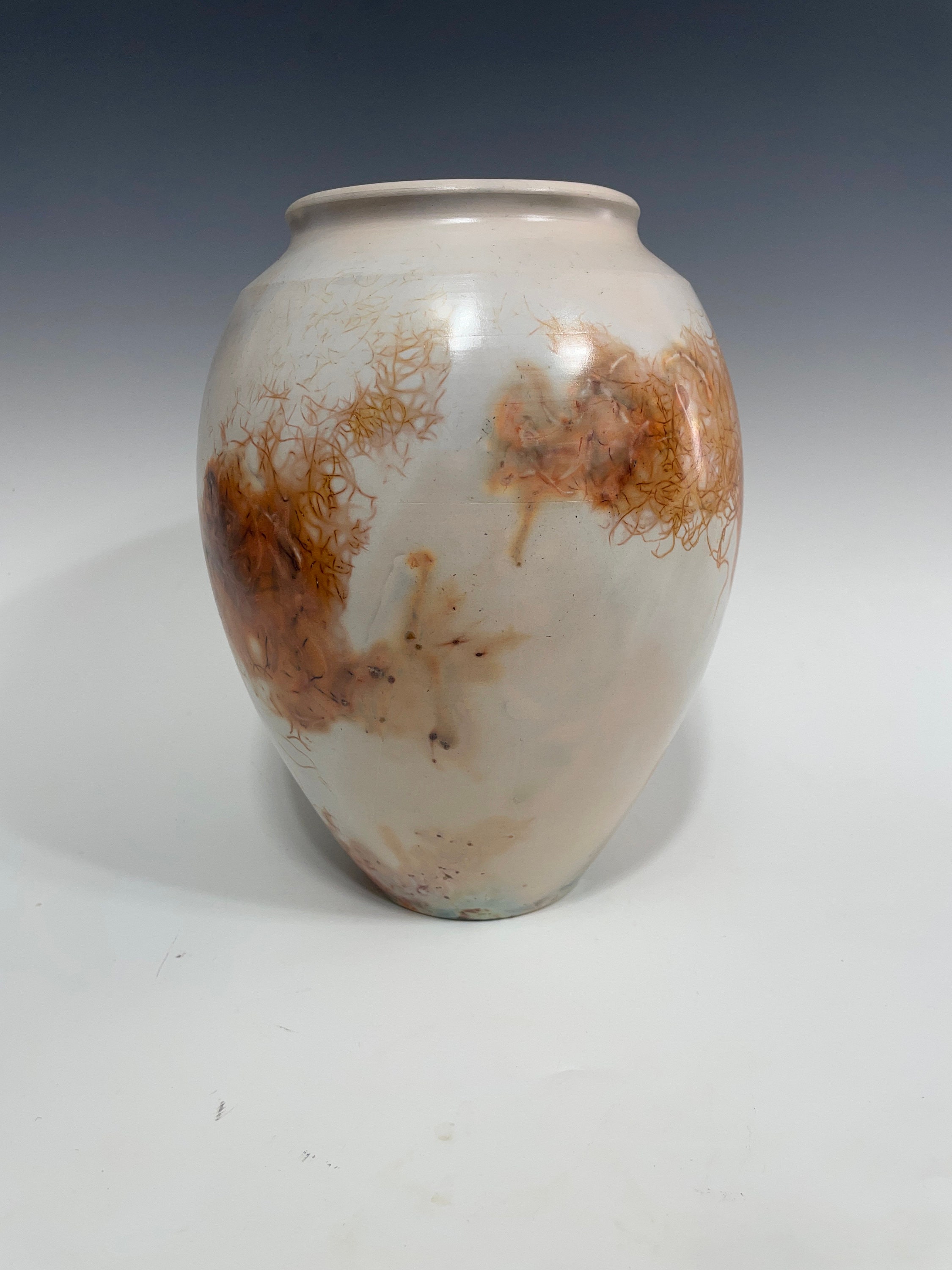 Handmade Pottery Wheel Thrown Raku Saggar Fired Vase 8375t X 475 W Rollins Etsy
