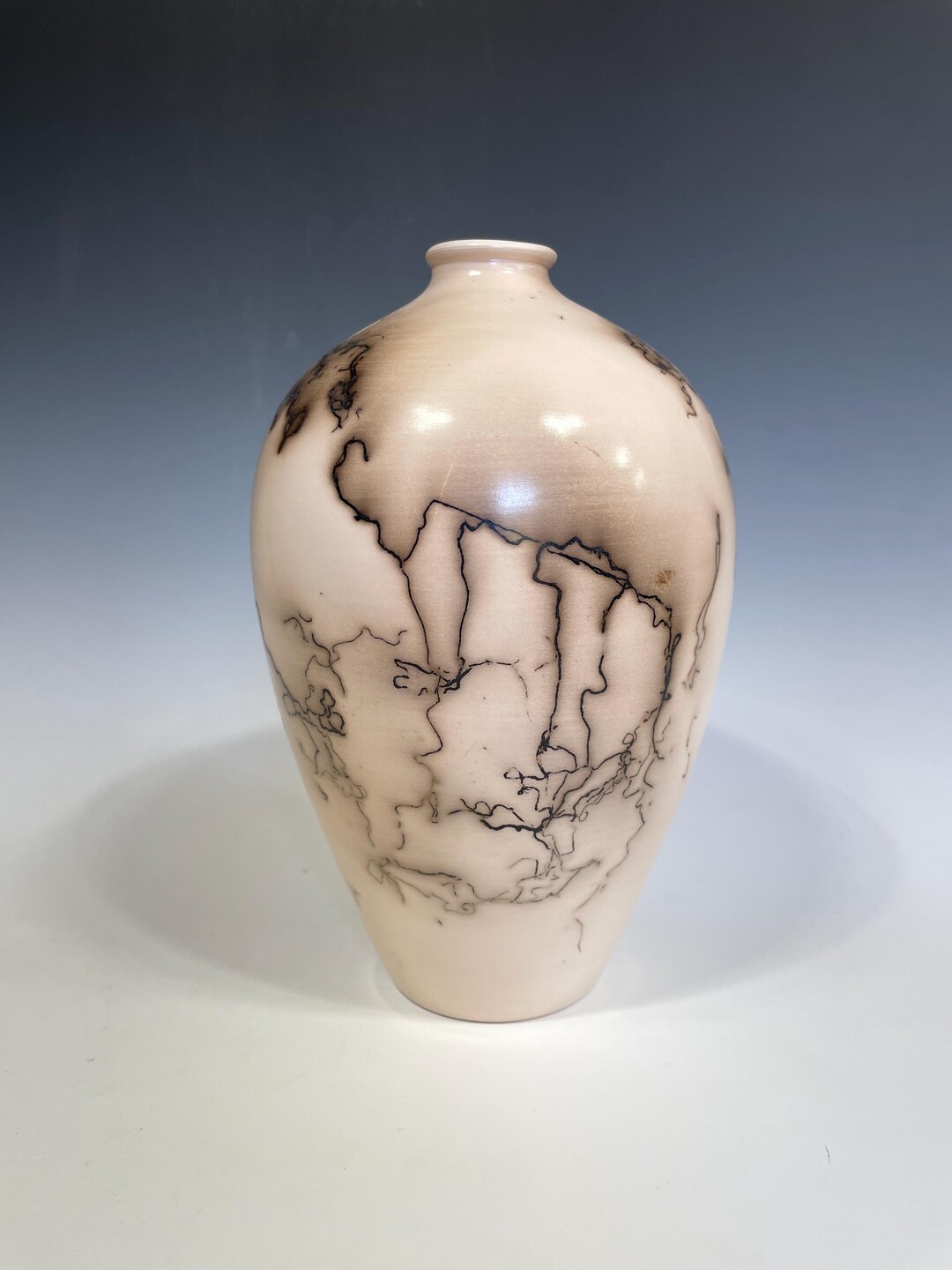 Handmade Pottery, Wheel Thrown Bottle, Raku Fired W Horse Hair. 8t X 5 ...