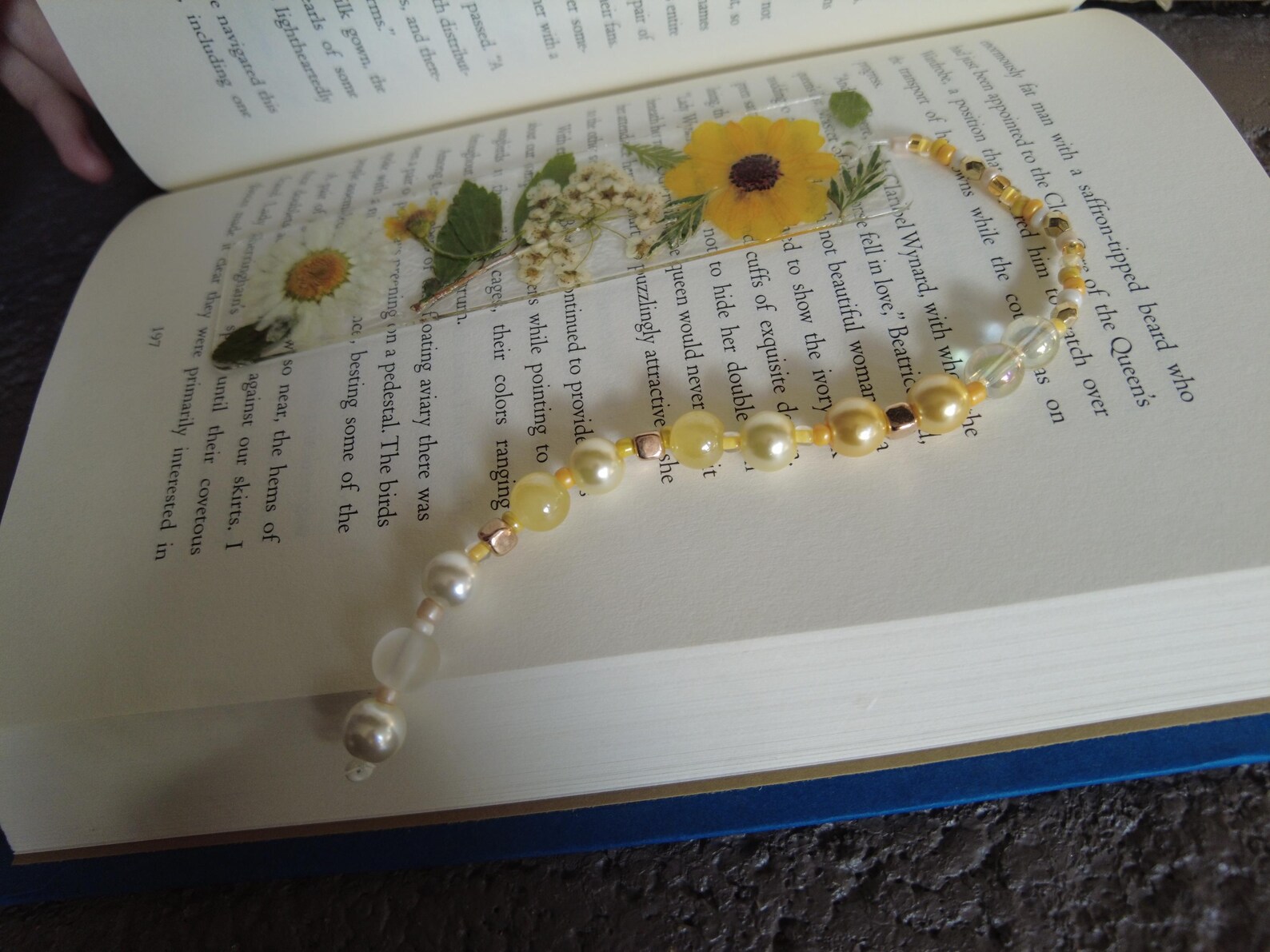 Yellow Wildflower Bookmark – Beaded, Pressed Flower, Nature Lover Gift ...