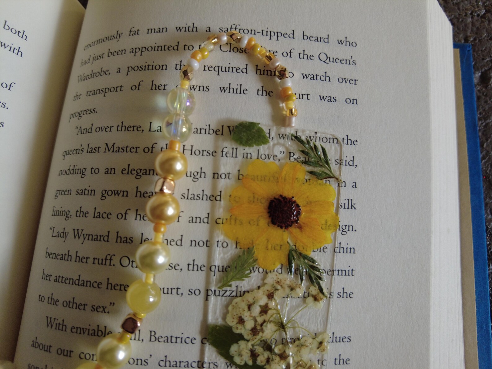 Yellow Wildflower Bookmark – Beaded, Pressed Flower, Nature Lover Gift ...