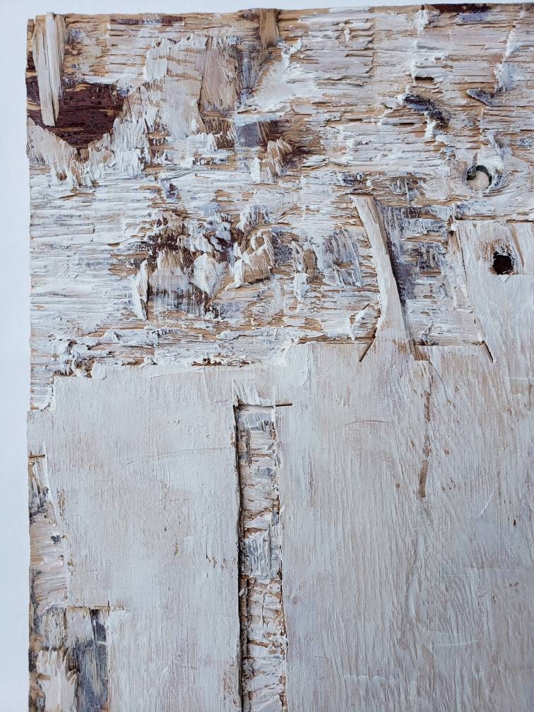 Original Abstract Modern Minimal Chiseled Reclaimed Wood Painting by K ...