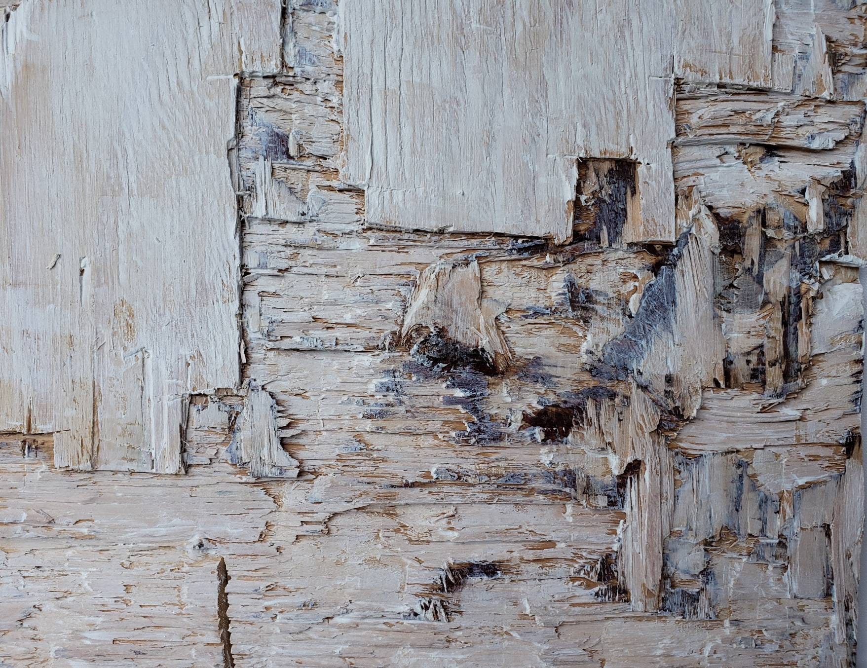 Original Abstract Modern Minimal Chiseled Reclaimed Wood Painting by K ...