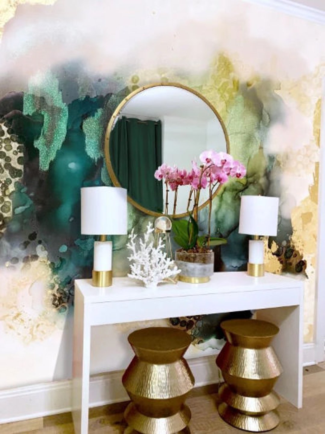 Emerald Storm Wallpaper Mural, Peel & Stick Wallpaper, Removable ...