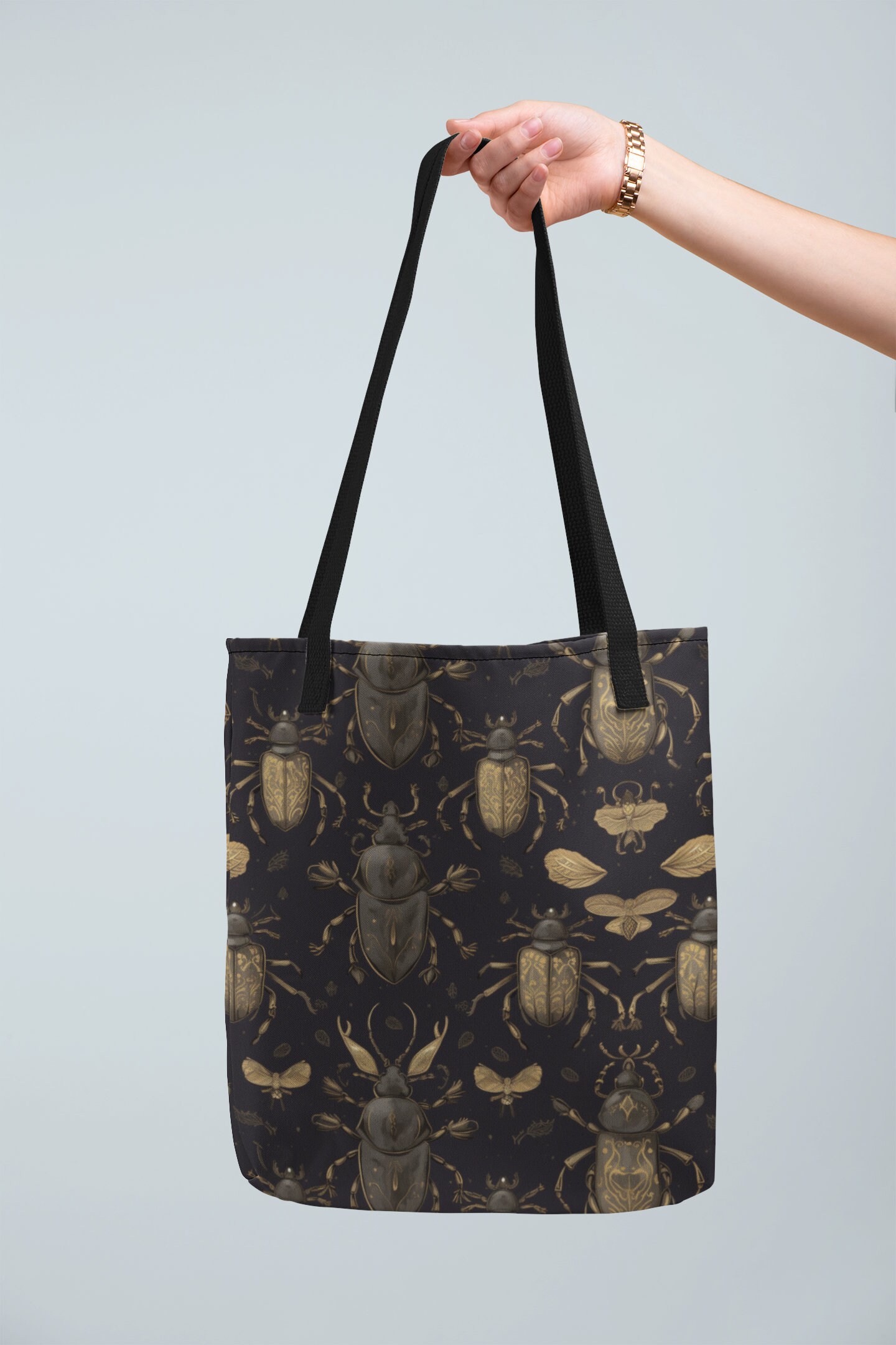 Gilded Beetle Tote Bag, Dark Academia Reusable Grocery Bag, Nature ...
