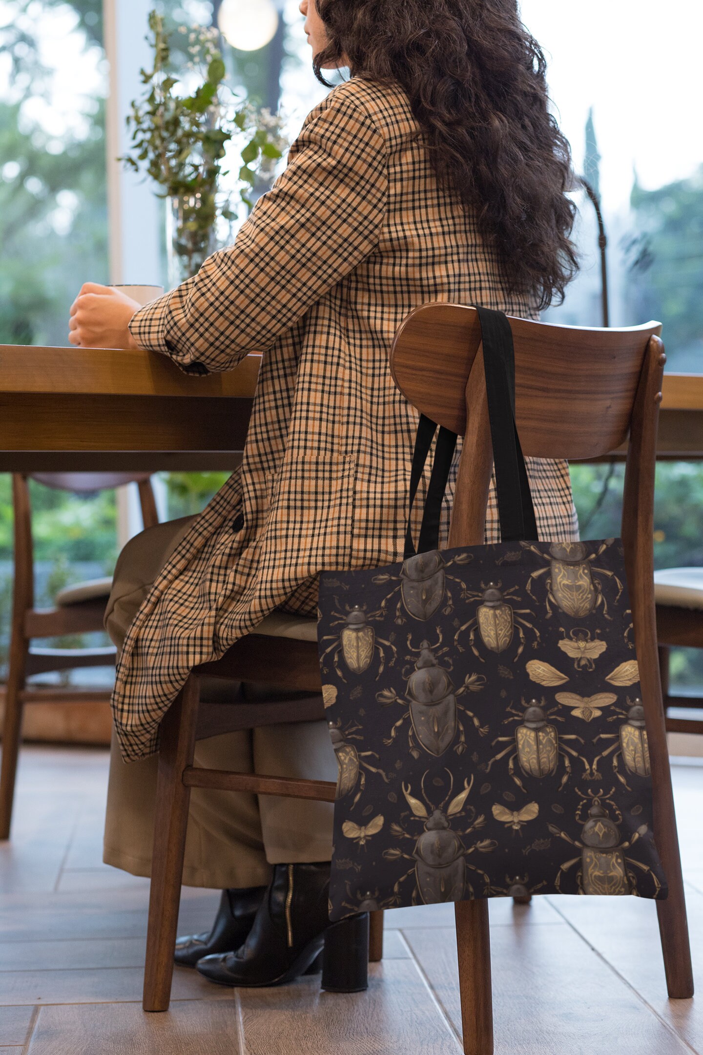 Gilded Beetle Tote Bag, Dark Academia Reusable Grocery Bag, Nature ...