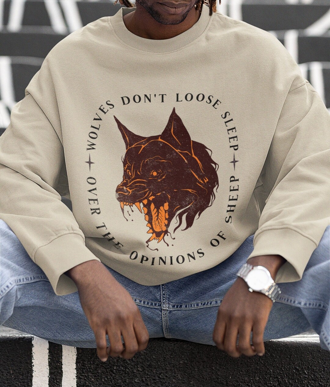 Wolves Dont Loose Sleep Over the Opinions of Sheep Unisex Sweater, Body ...