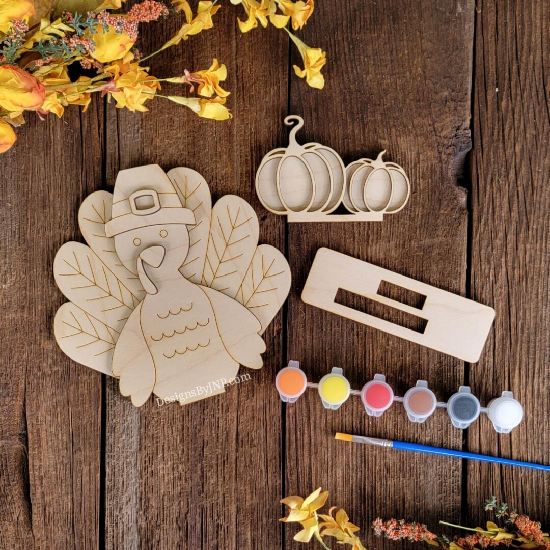 Fall Turkey Kids Paint Kit, Turkey Craft Kit, Make Your Own Kit is a ...