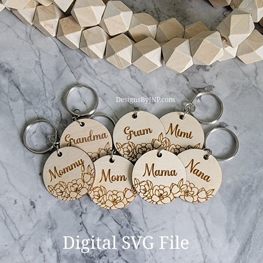 Floral Keychain Svg Bundle, Mom Keychain Svg, Mama Keychain Svg, Nana ...