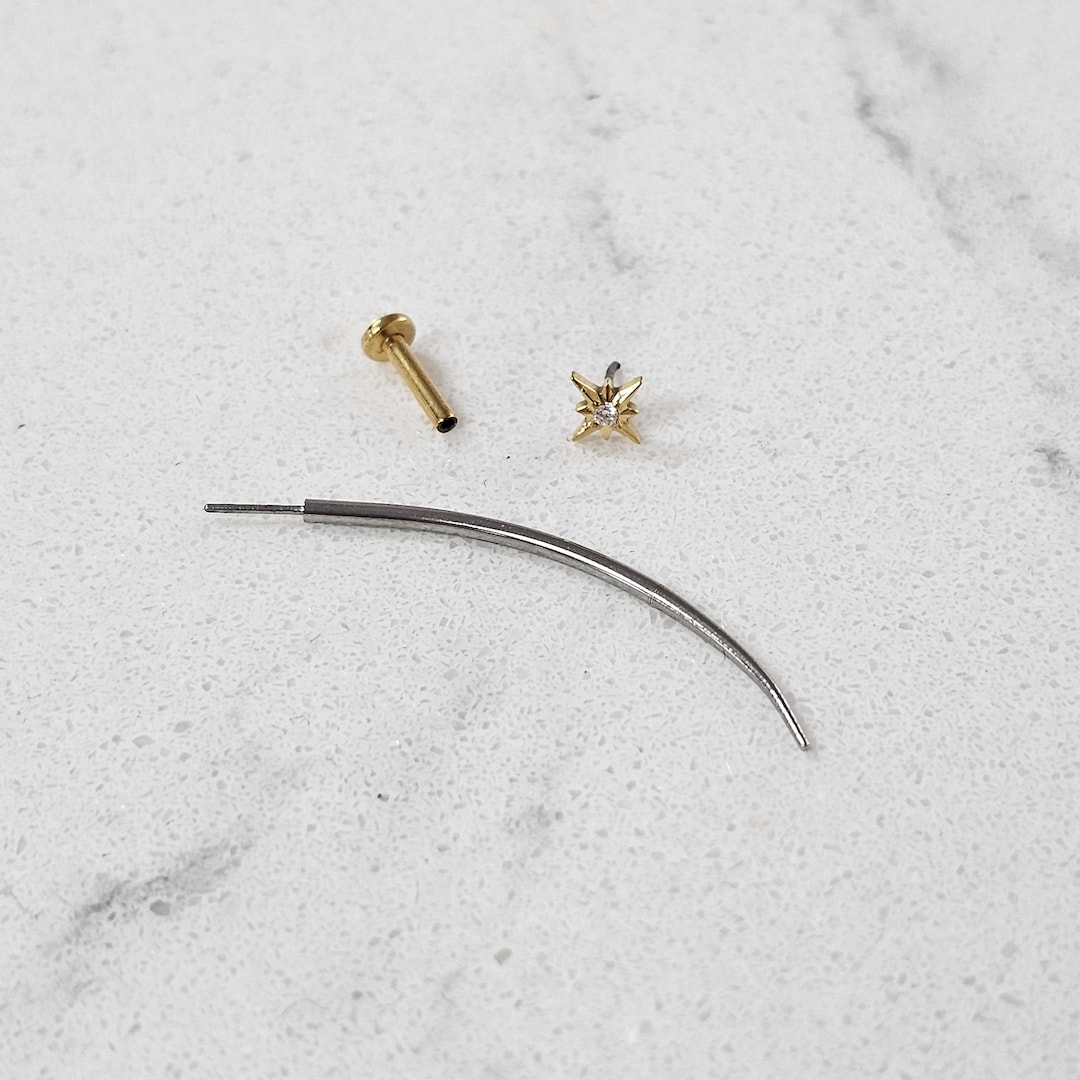 16g Curved Threadless Labret Insertion Tool | 316L Stainless Steel ...