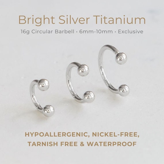 BRIGHT SILVER Plain Circular Barbell 16g Implant Grade ASTM F136 Titanium Hypoallergenic Waterproof Rook Helix Daith Conch Qty 1 Etsy