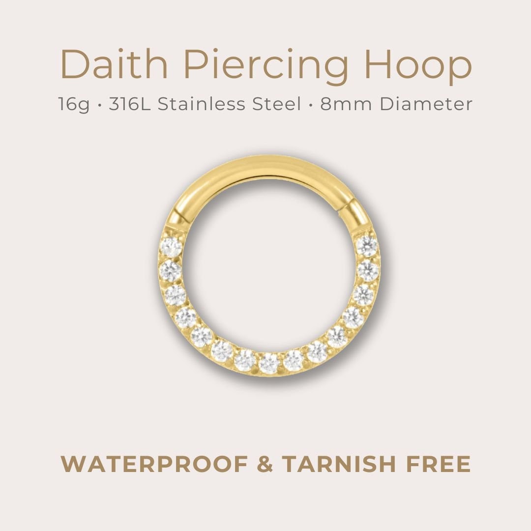 Eternity Crystal Daith Hoop 16g 316L Surgical Stainless Steel ...