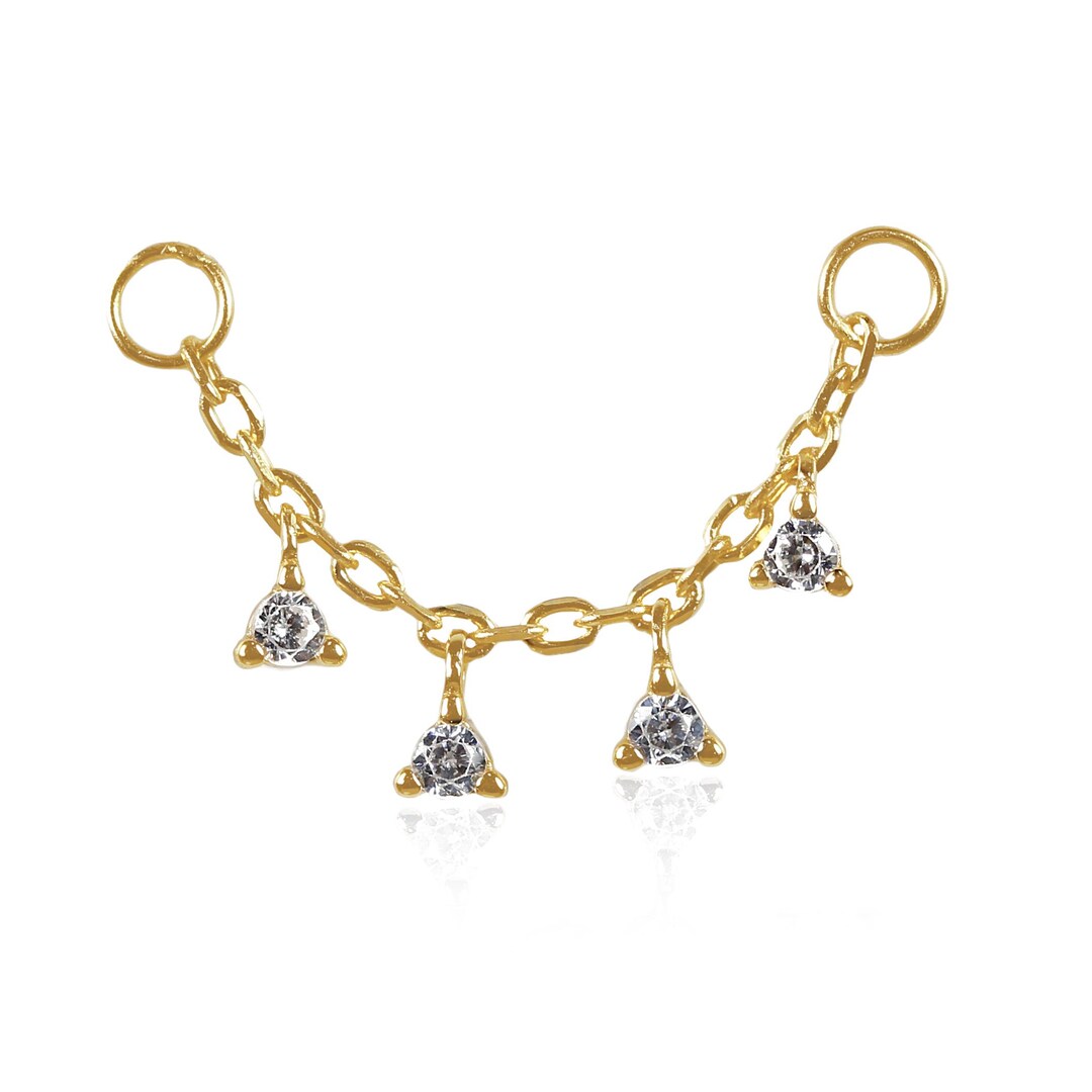 Crystal Droplet Chain Earring Charm • 925 Sterling Silver | Helix Chain ...